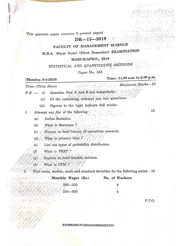 SQM Que Papers | PDF