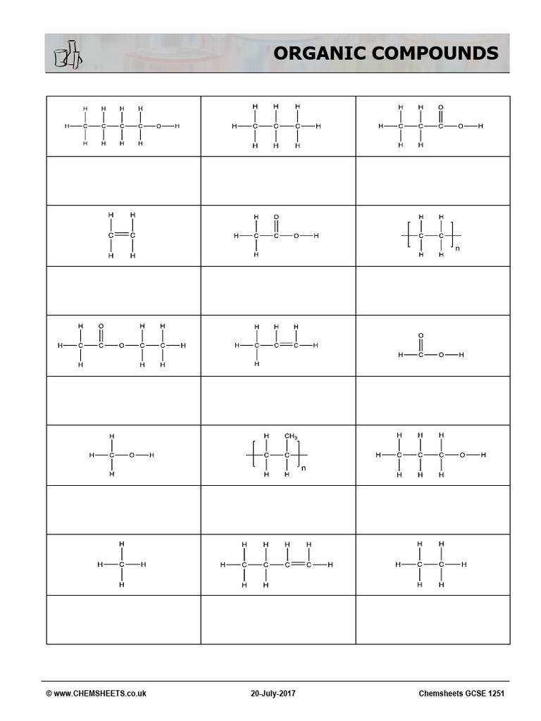 Chemsheets-GCSE-1251-Organic-compounds-ANS | PDF