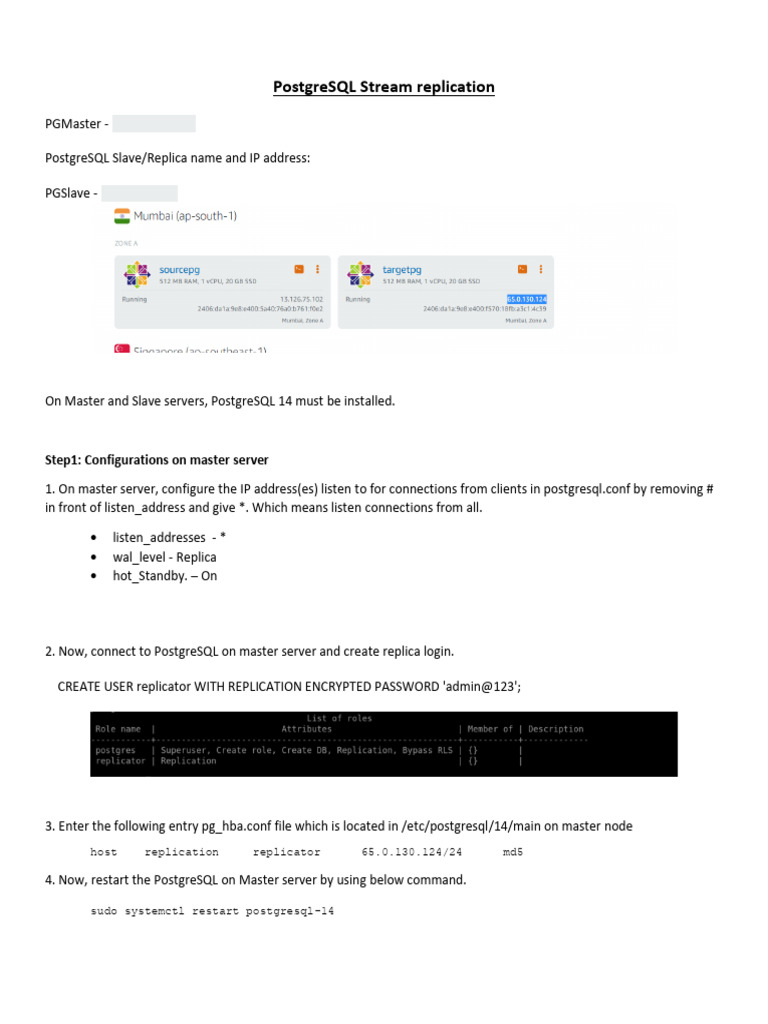 Postgresql streaming replication primary to standby step | PDF ... Postgresql streaming replication primary to standby step | PDF ...