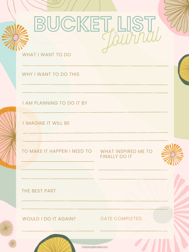 Bloom Daily Planners - Bucket List Journal | PDF