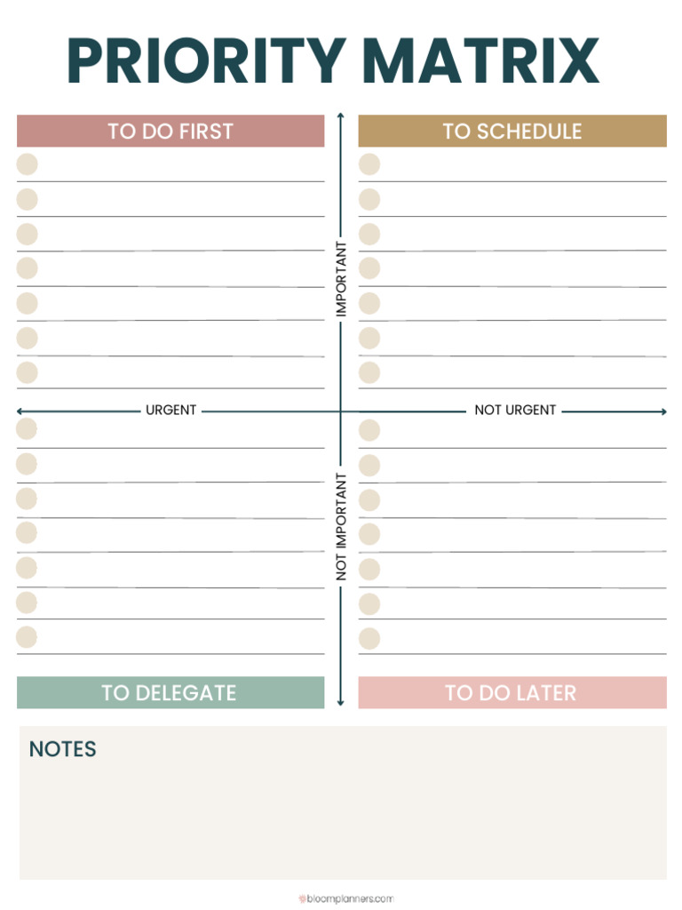 Bloom Daily Planners - Priority Matrix | PDF