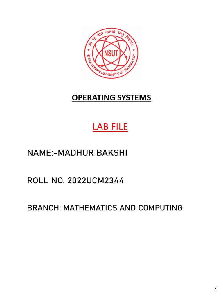 MadhurBakshi OS Practical File | PDF | Computing | Computer Architecture