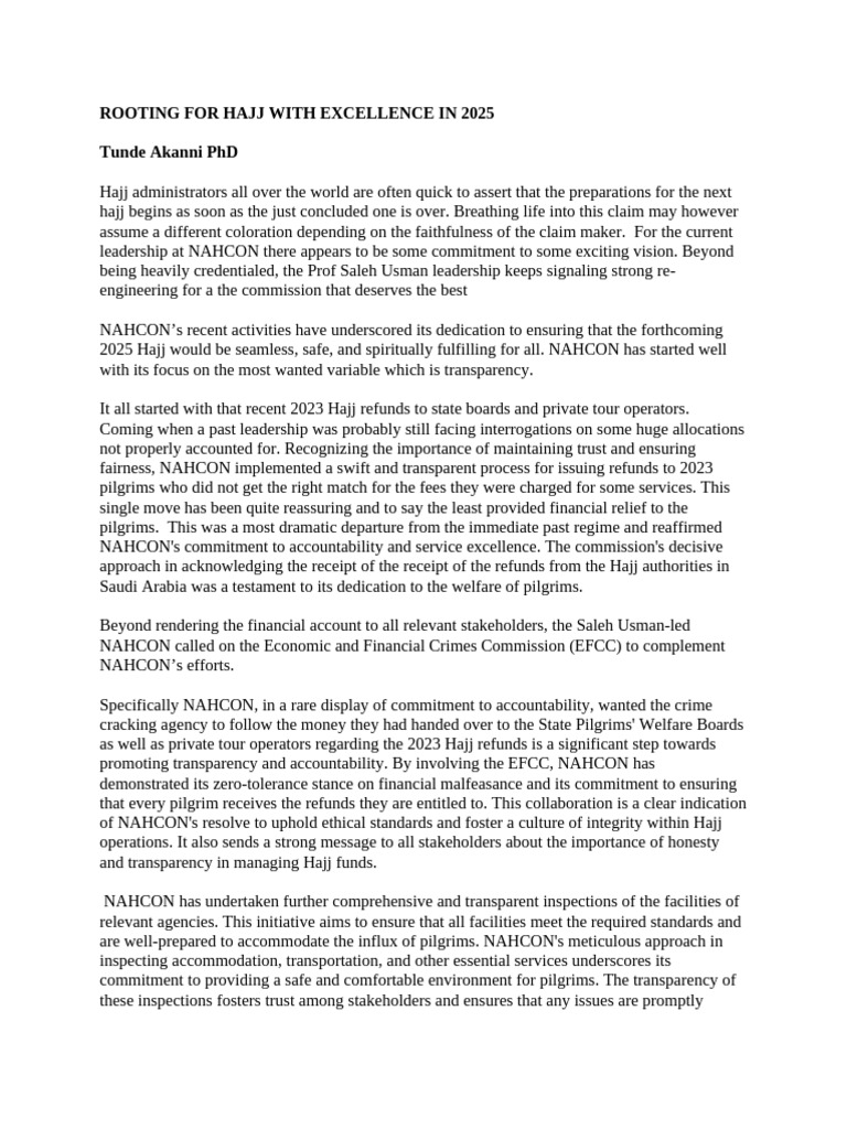 Article For Students Perusal | PDF | Hajj | Leadership