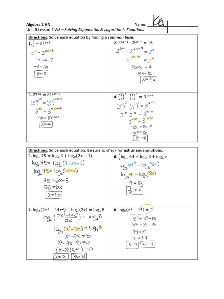 HW - Solving - All - Equations - KEY Math Hew | PDF