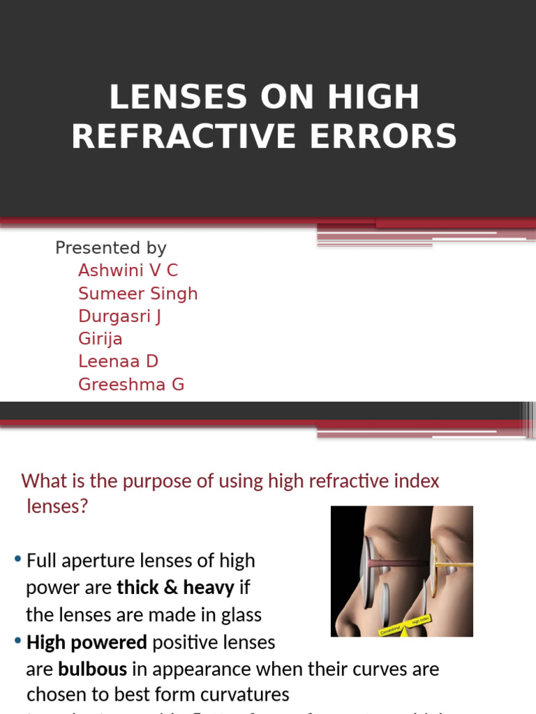 Lenses On High Refractive Errors | PDF | Eye | Aperture