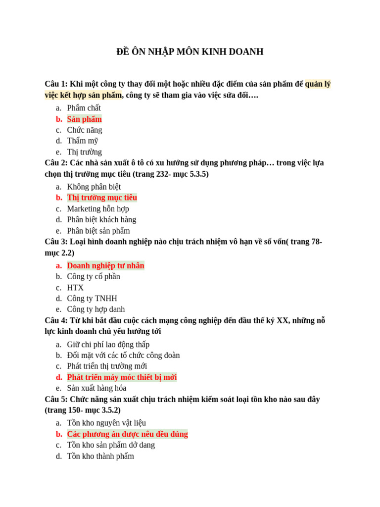 Đáp Án NMKD 2021 | PDF