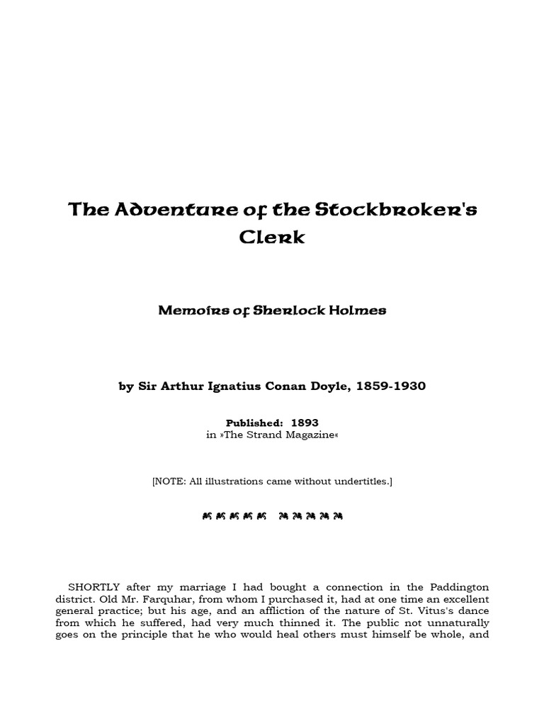 Sherlock Holmes: Stockbroker's Clerk Mystery | PDF