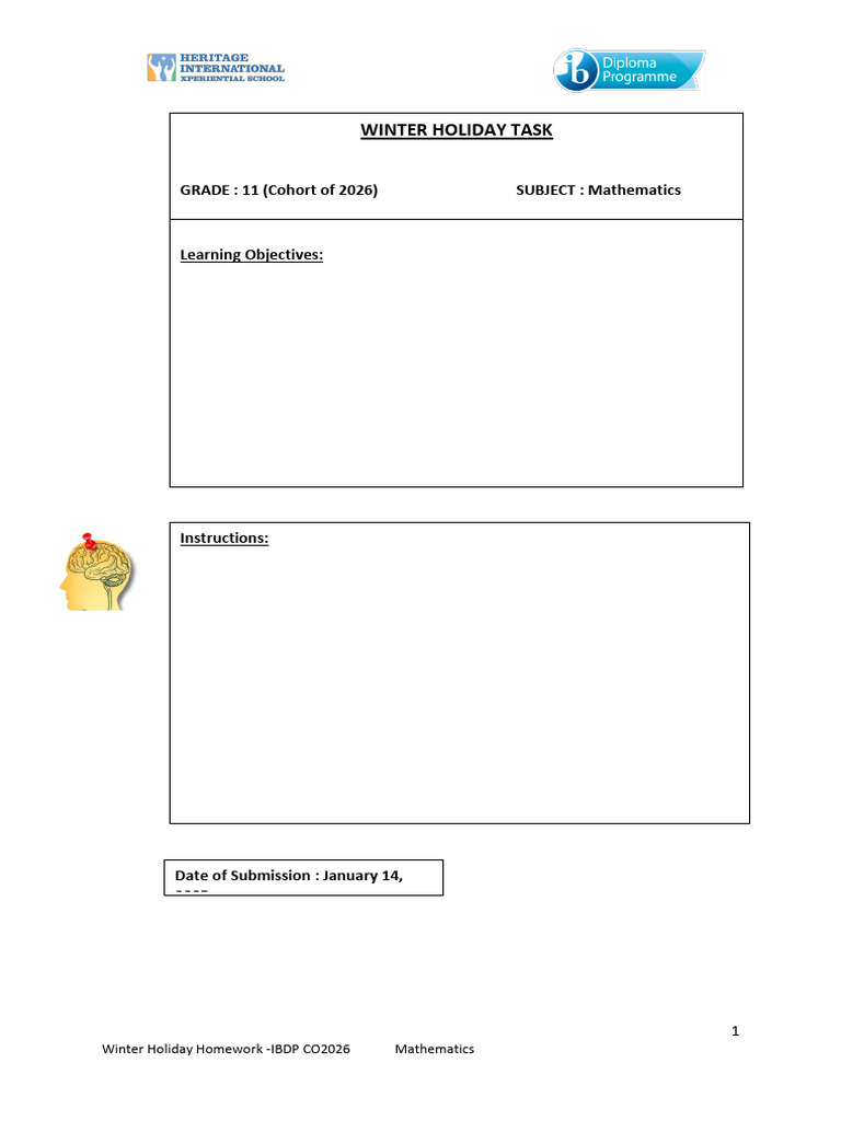 Math Winter Holiday Task G11 CO2026 241226 101615 | PDF | Mathematics ...