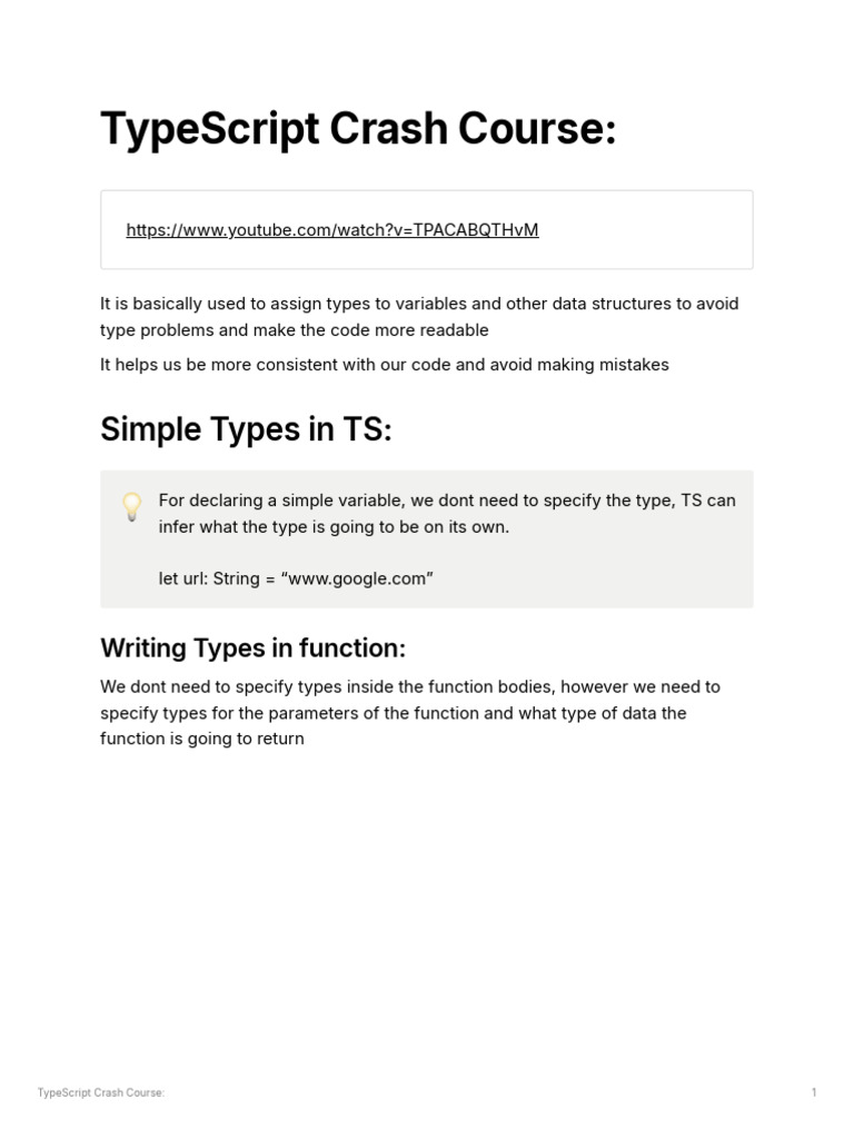 TypeScript Crash Course | PDF | Parameter (Computer Programming ...