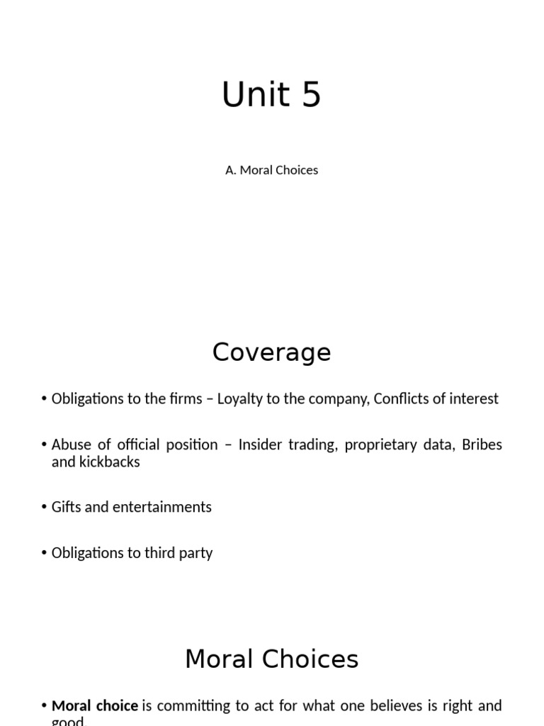 5. Moral Choices | PDF | Trade Secret | Insider Trading
