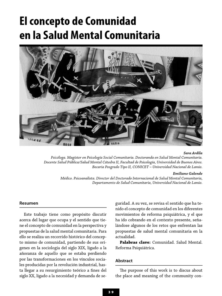 Ardila - Galende El Concepto de Comunidad en La SMC22 | PDF | Salud mental | Comunidad
