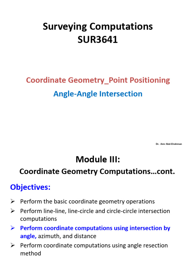 Coordinate Geometry - PointPositioning - Angle-Angle-intersection | PDF ...