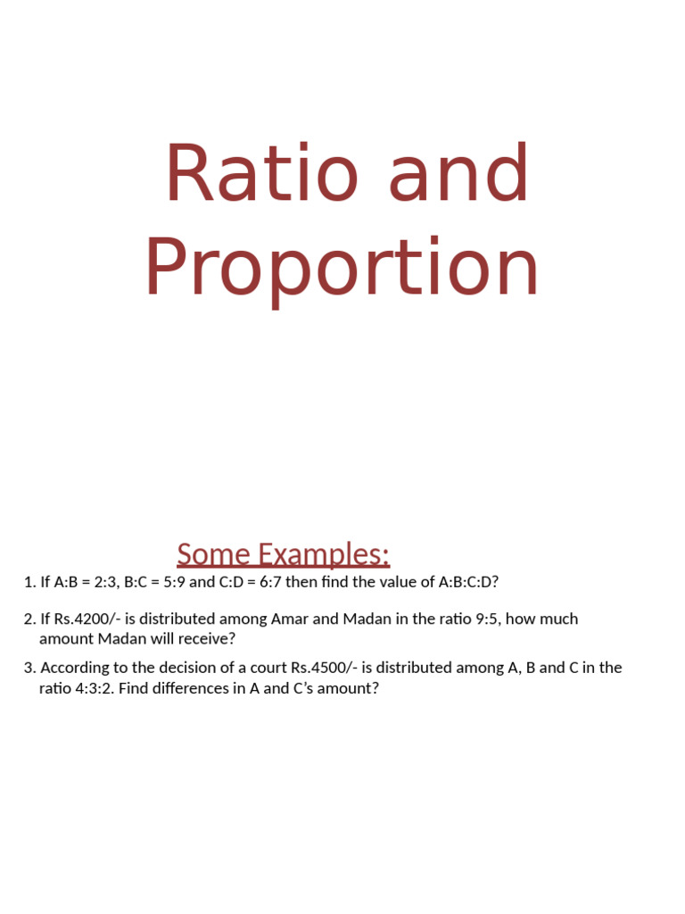 Ratio and Proportion | PDF | Ratio | Mathematics