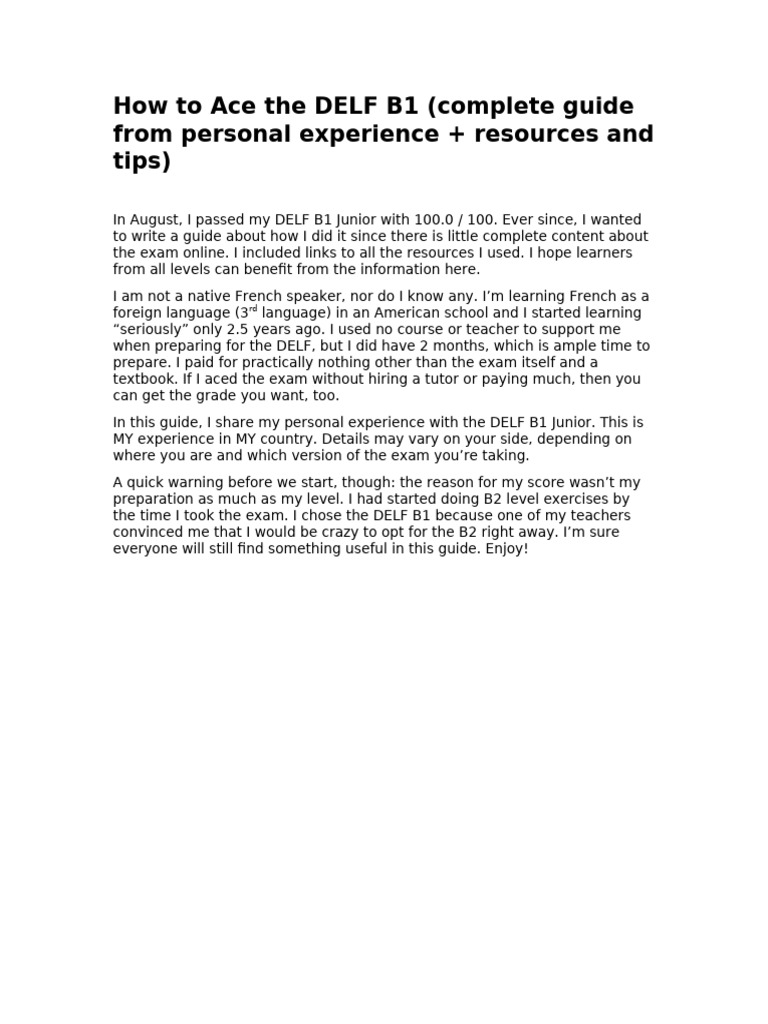 Guide complet au DELF B1 | PDF | Vocabulary | Reading Comprehension