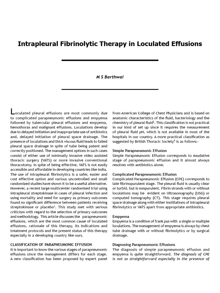 intrapleural_fibrinolytic_therapy | PDF | Clinical Medicine | Medical ...