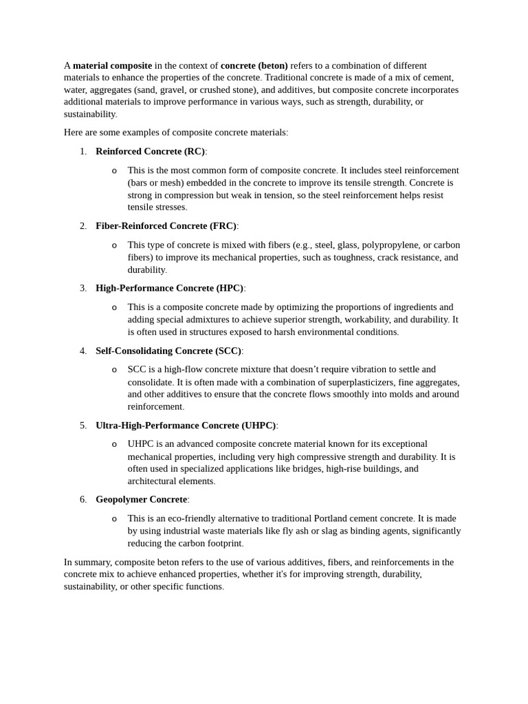 Material Composite Pdf Concrete Composite Material
