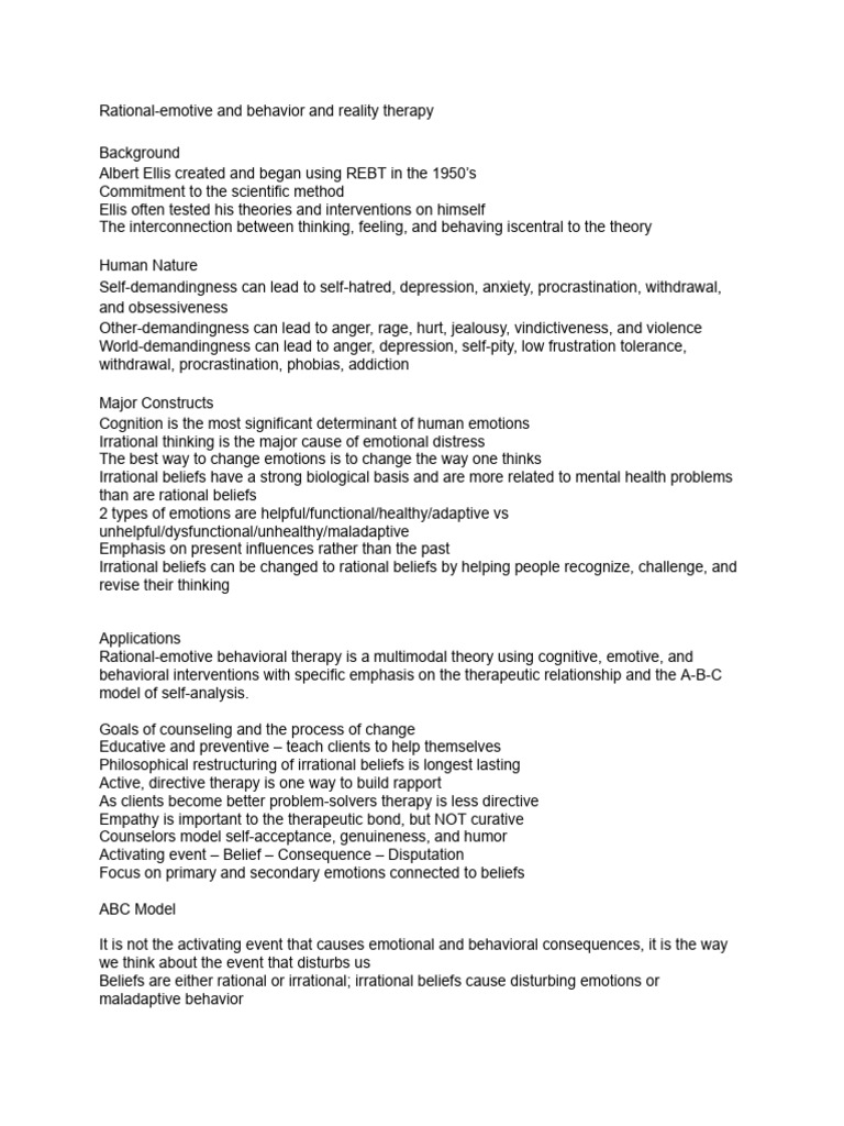 Rational-emotive and Behavioral therapy | PDF | Rational Emotive ...