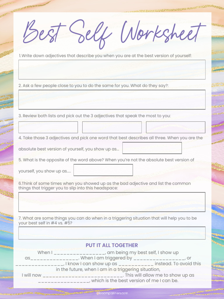 Bloom Daily Planners - Best Self Worksheet | PDF