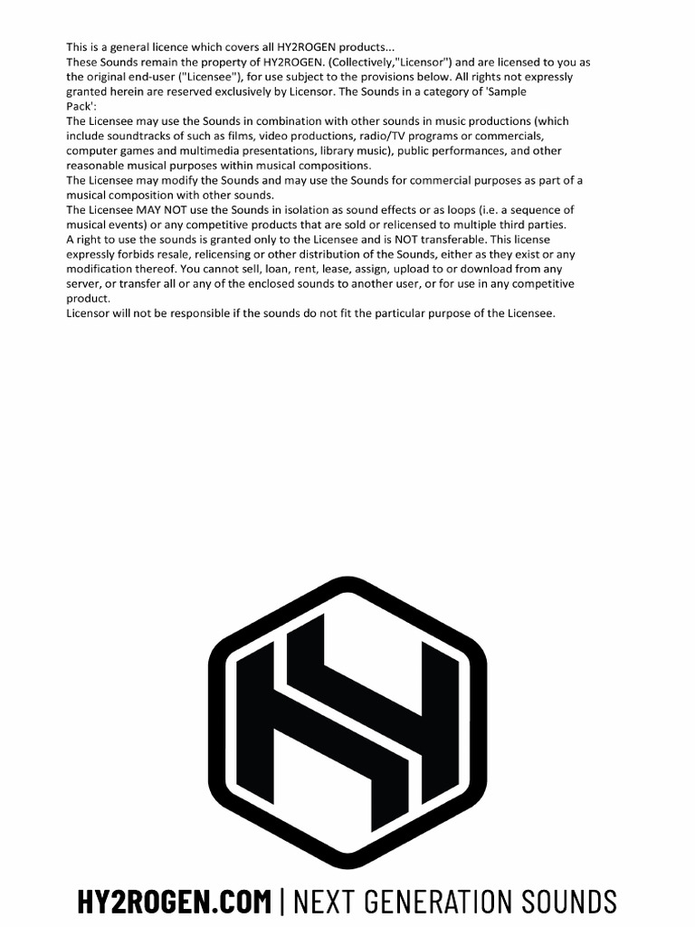 HY2ROGEN Licence Agreement | PDF