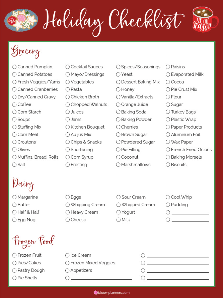 Holiday Checklist - Bloom Daily Planners - Freebie Friday - Email ...