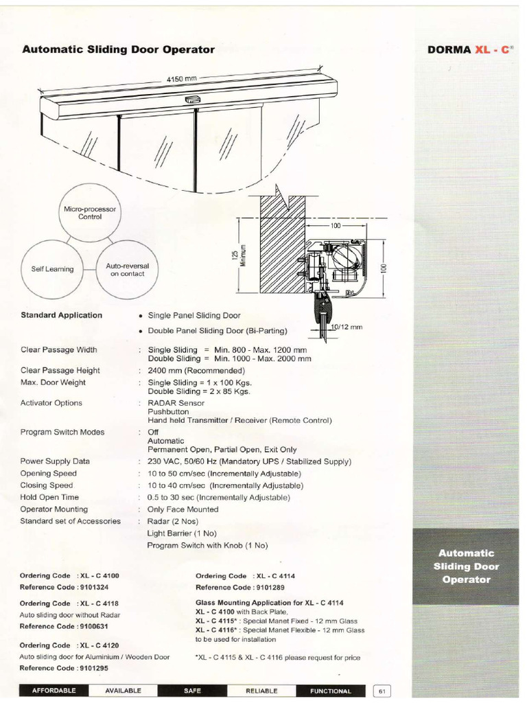 Dorma Automatic Sensor Sliding Door (1) | PDF
