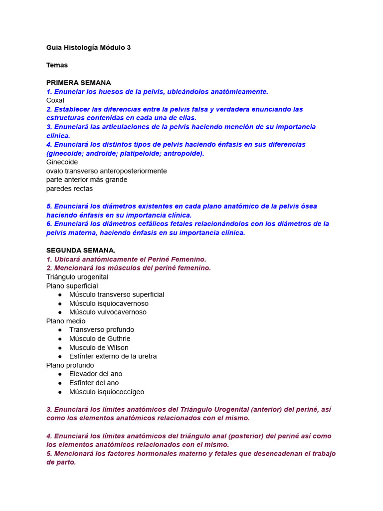 Histo Módulo 3 Extra | PDF | Pelvis | Periodo posparto