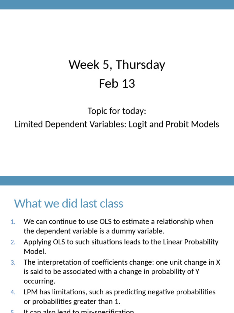 2-13 Limited Dependent Variables - Probit and Logit | PDF | Ordinary ...