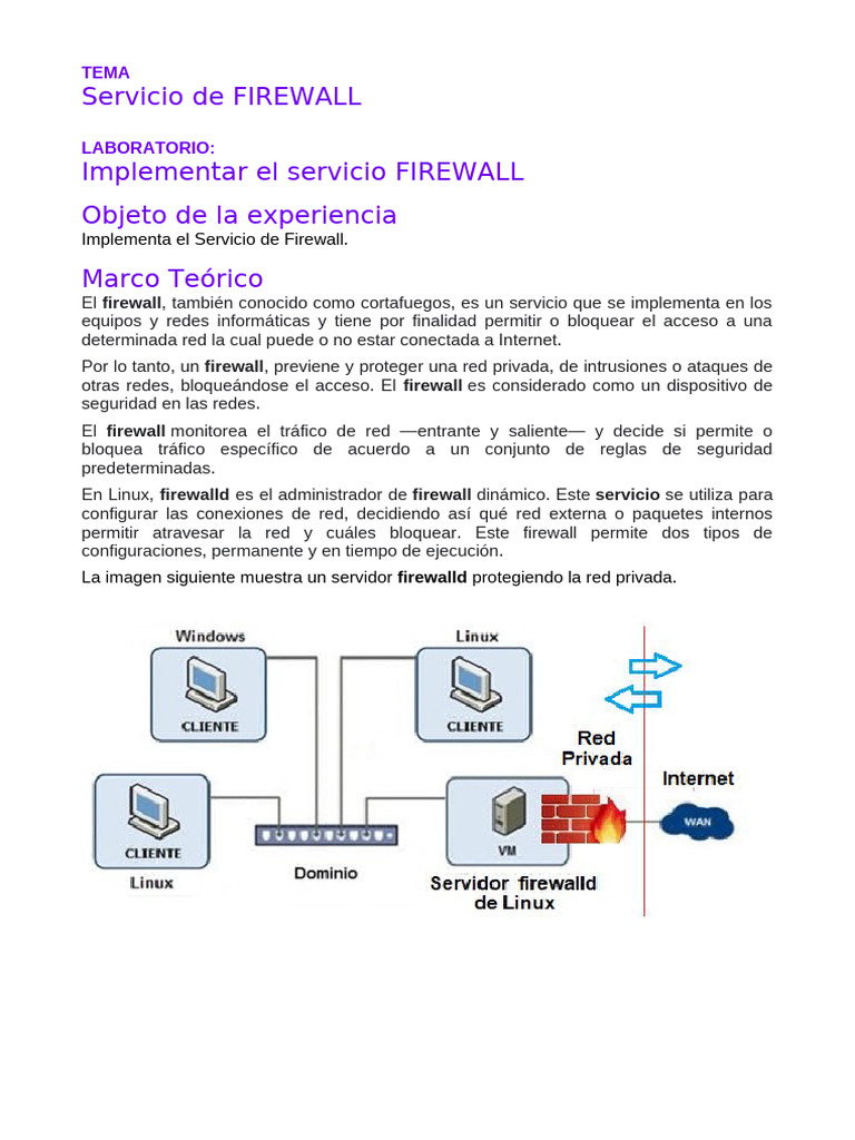 Implementacion de Servicio Firewall | PDF | Cortafuegos (informática ...
