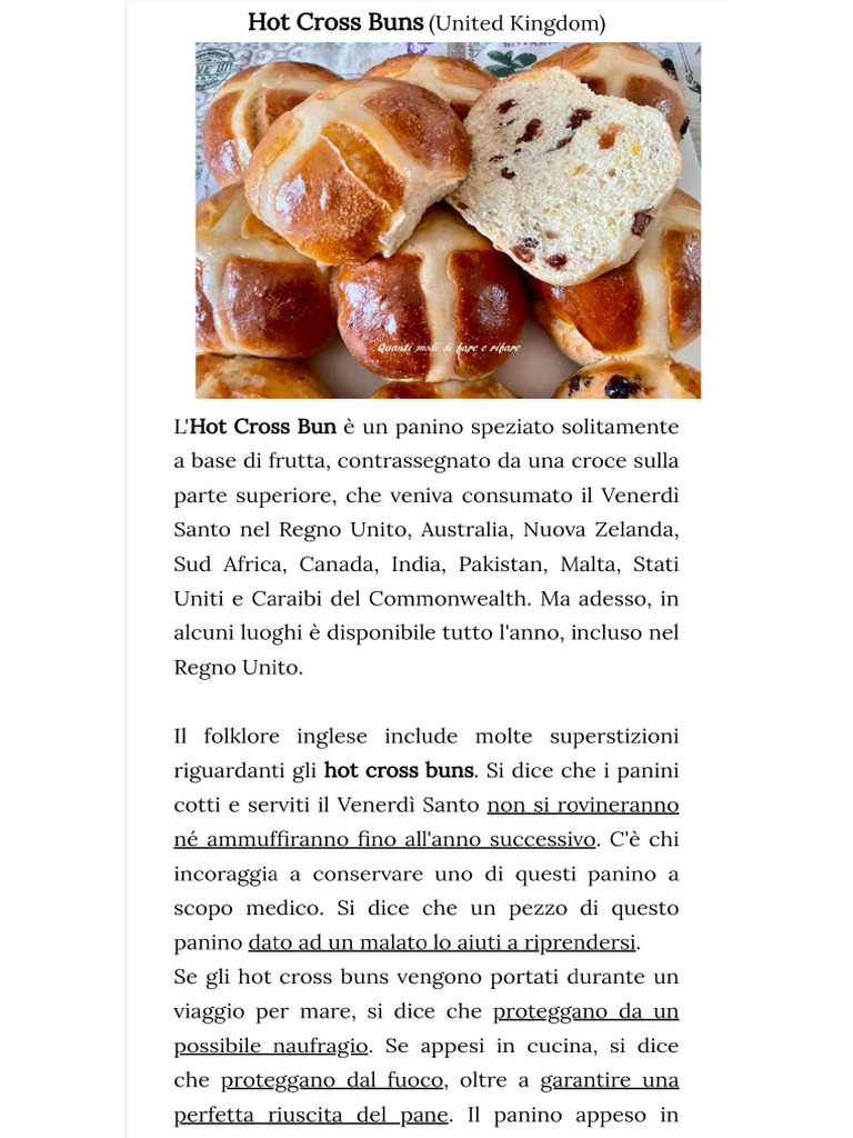 Ricetta Pane Hot Cross Buns (United Kingdom) | PDF