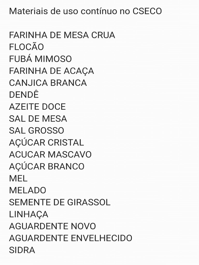 Materiais Cseco | PDF