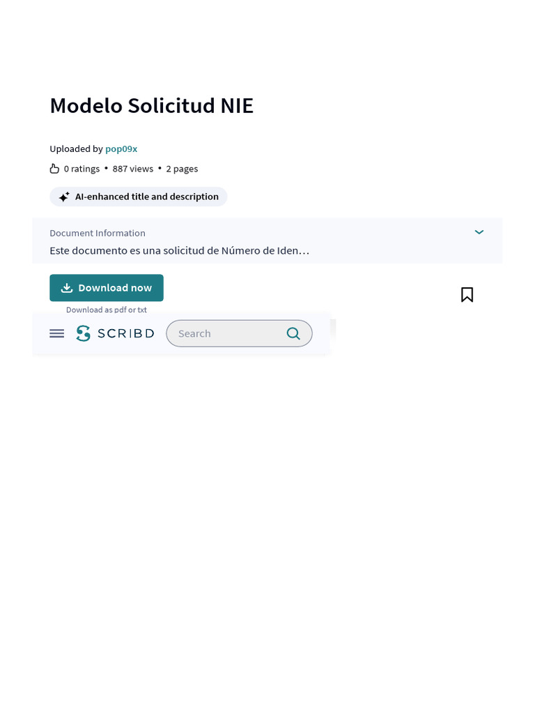 Modelo Solicitud NIE - PDF - España - Justicia | PDF | Scribd | Digital Technology