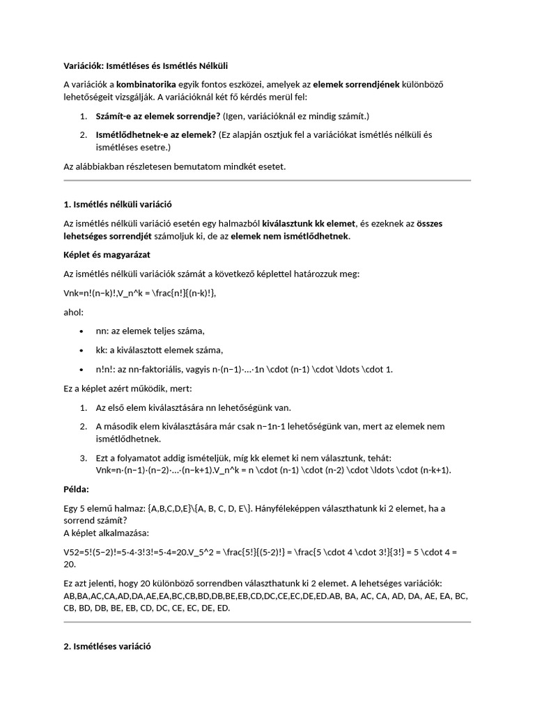 Variációk | PDF