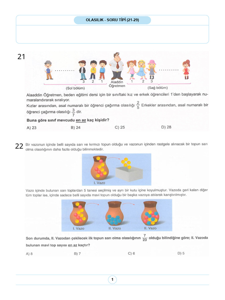 Olasilik - Soru Tipi (21-29) | PDF
