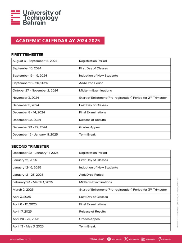 UTB Application Calendar | PDF | Academic Term | Observances Set