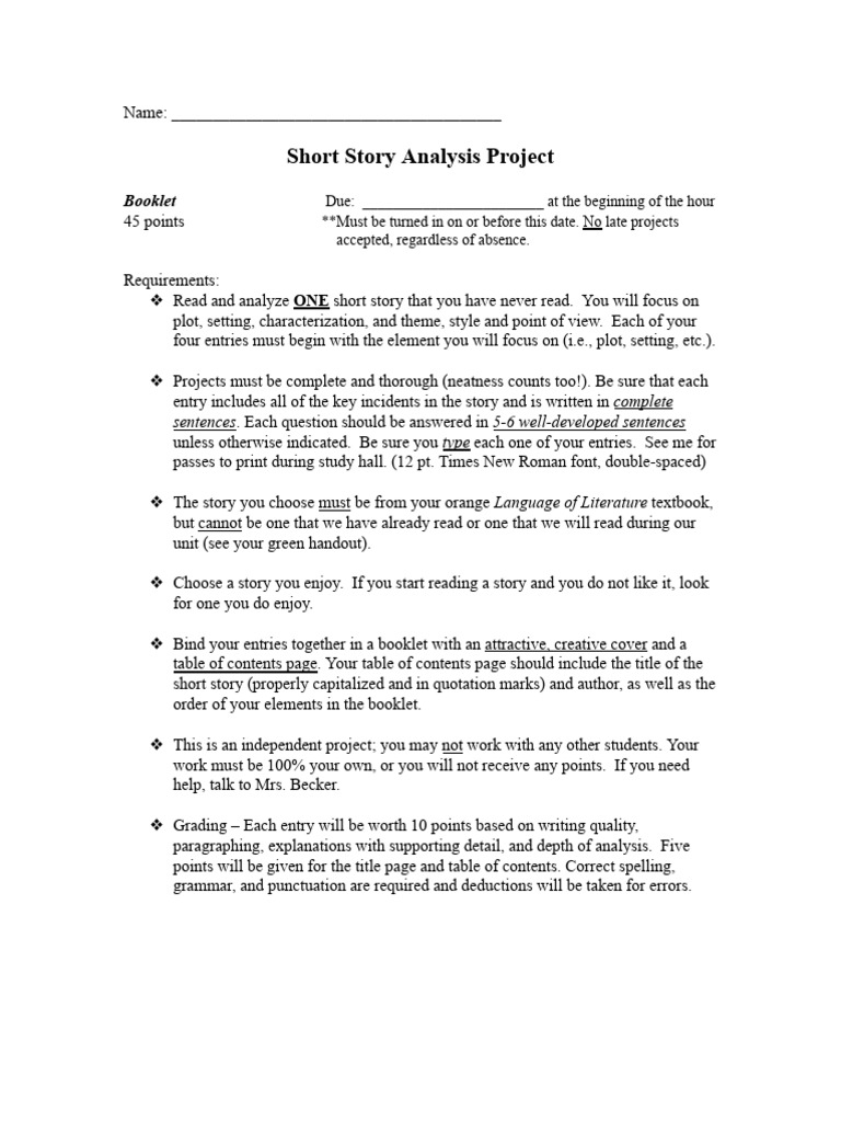 Short Story Analysis Project | PDF | Human Communication