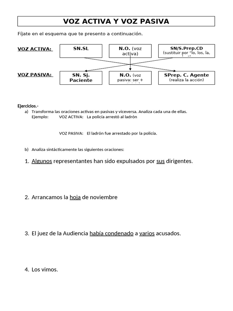 Análisis de Voz Activa y Pasiva | PDF