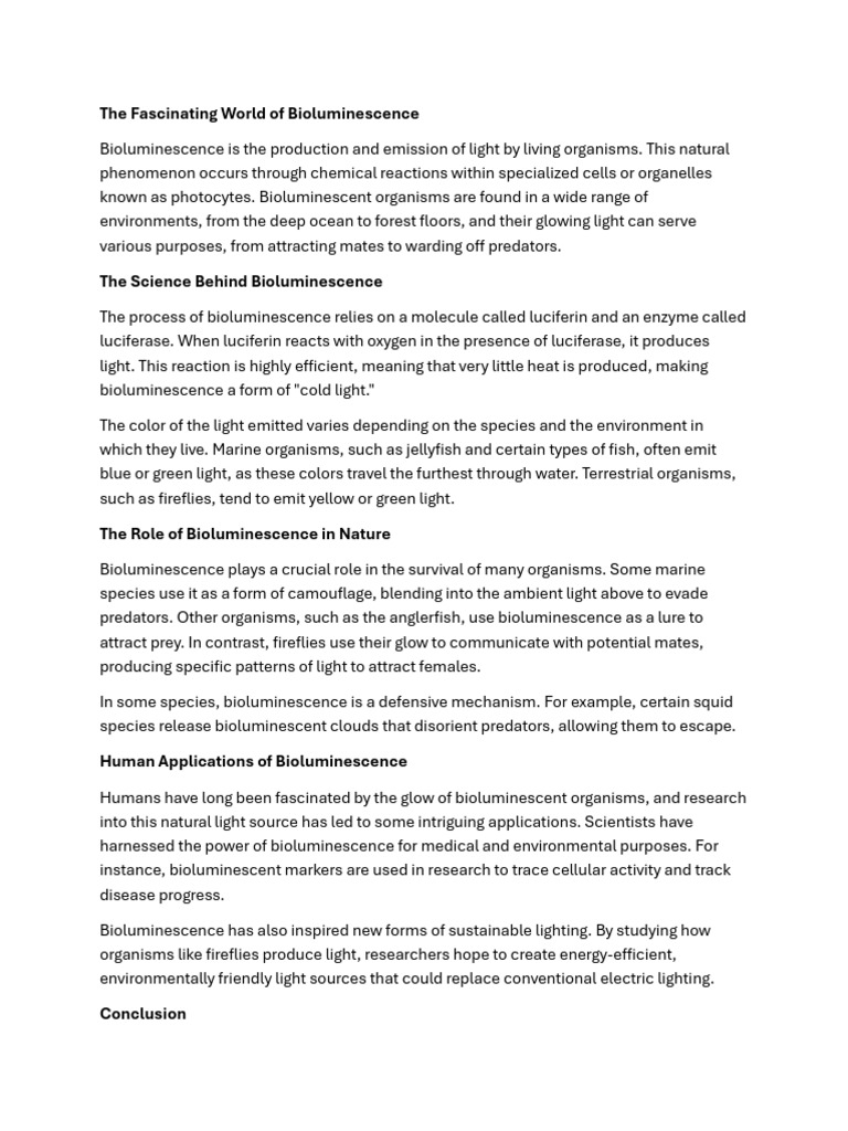 The Fascinating World of Bioluminescence | PDF | Biology