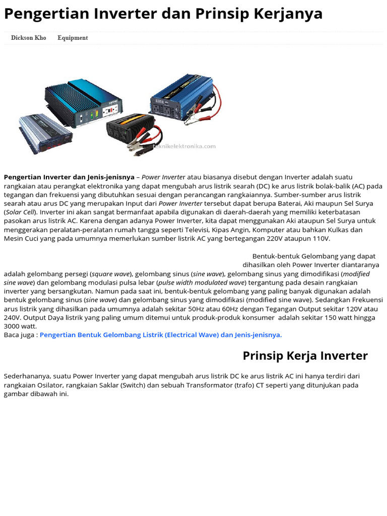 Fungsi dan Prinsip Kerja Power Inverter | PDF