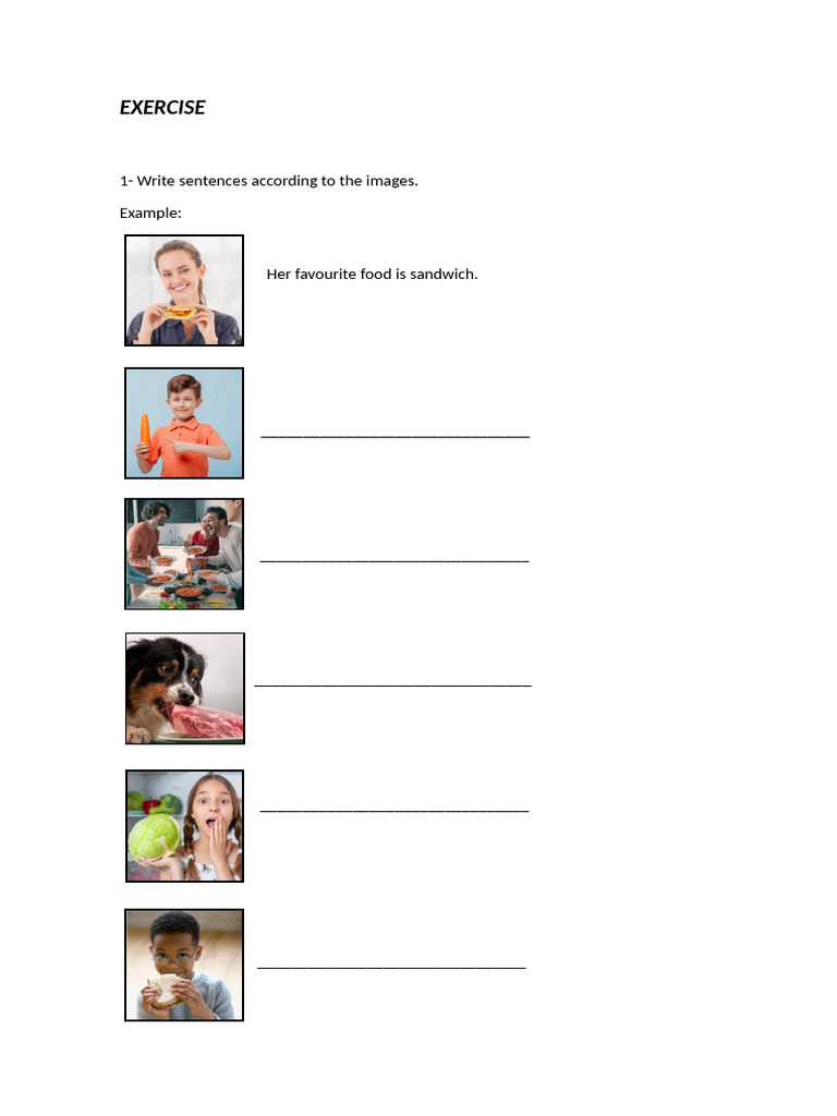 Image-Based Sentence Writing Exercise | PDF