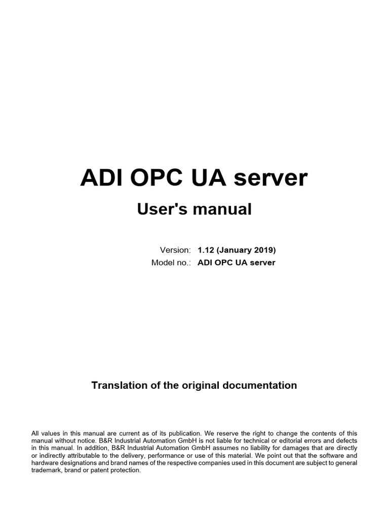 ADI OPC UA Server User Manual V1.12 | PDF | Computer File | Computing