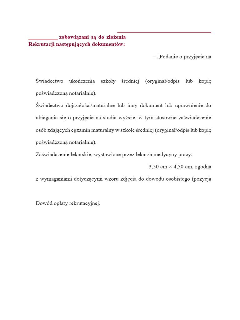 Wykaz Wymaganych Dokumentów I ST | PDF