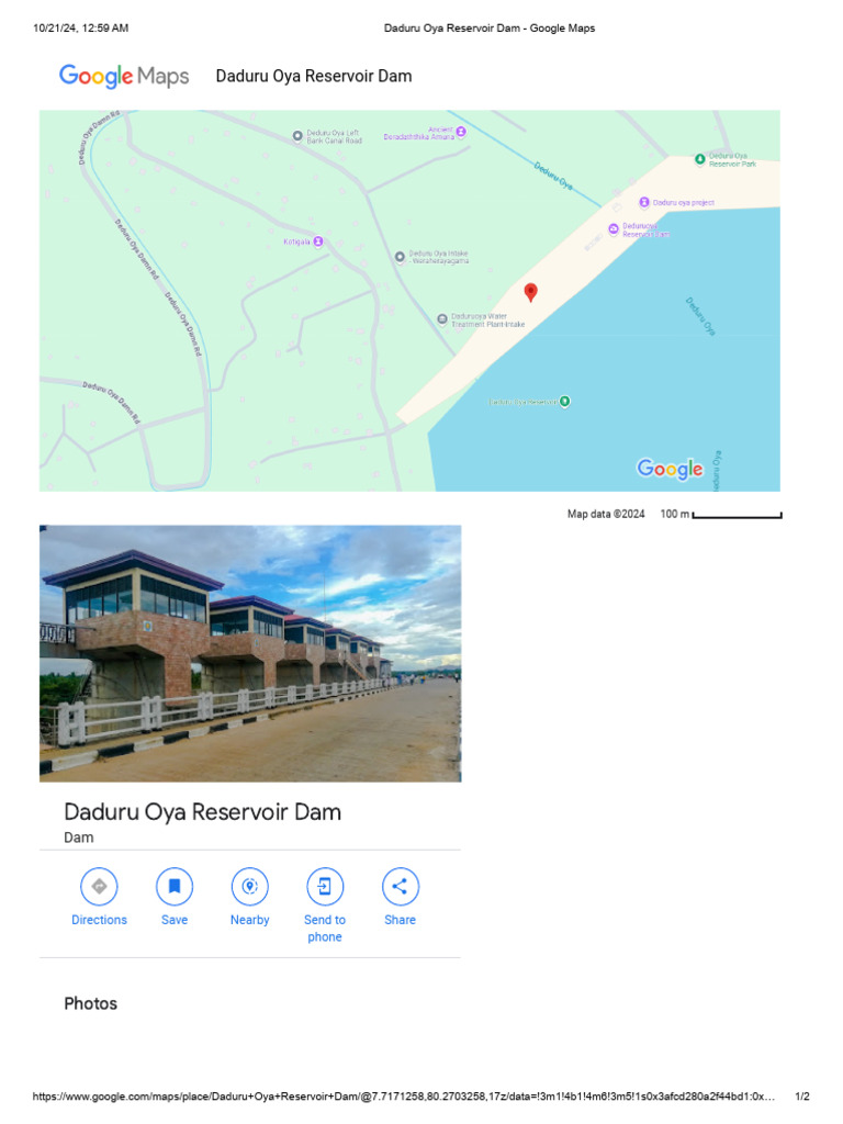 Daduru Oya Reservoir Dam - Google Maps | PDF
