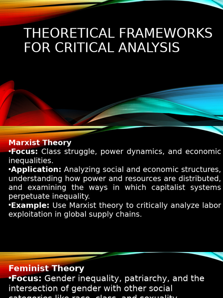 Theoretical frameworks for critical analysis ...