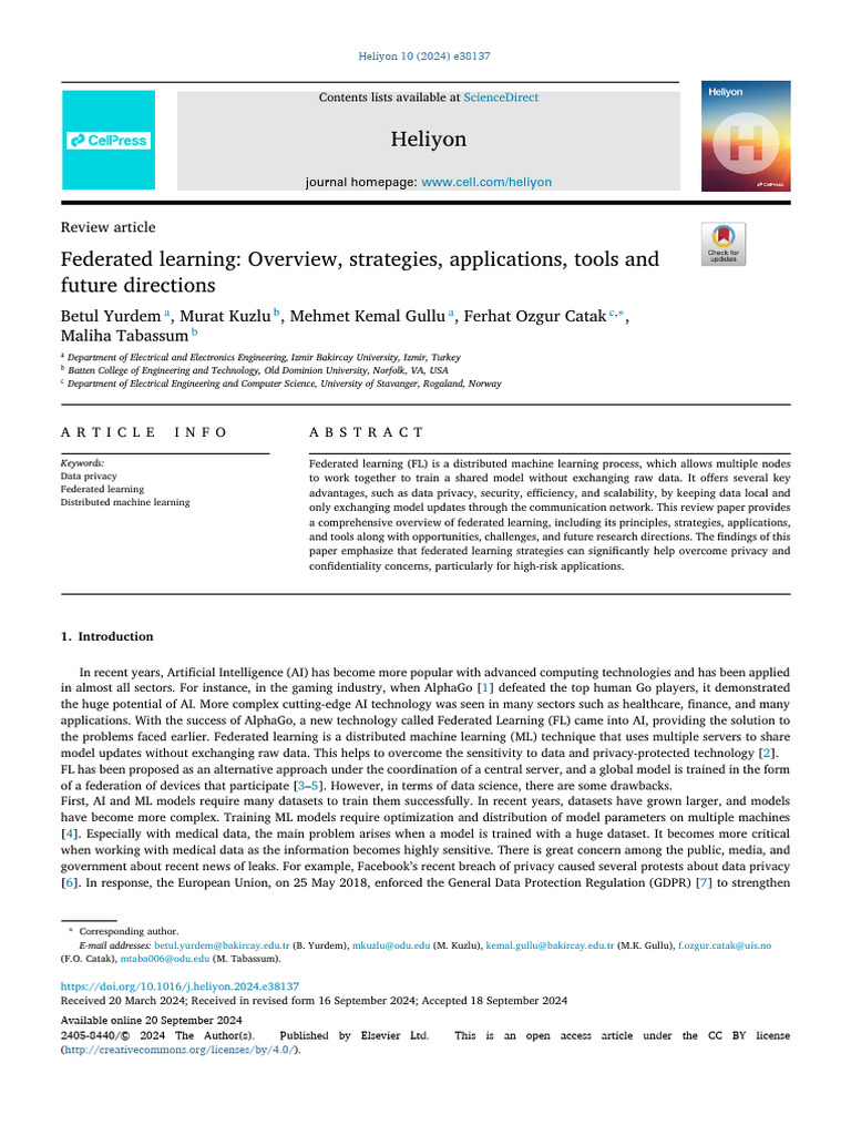 Federated Learning Overview, Strategies, Applications, Tools and | PDF ...