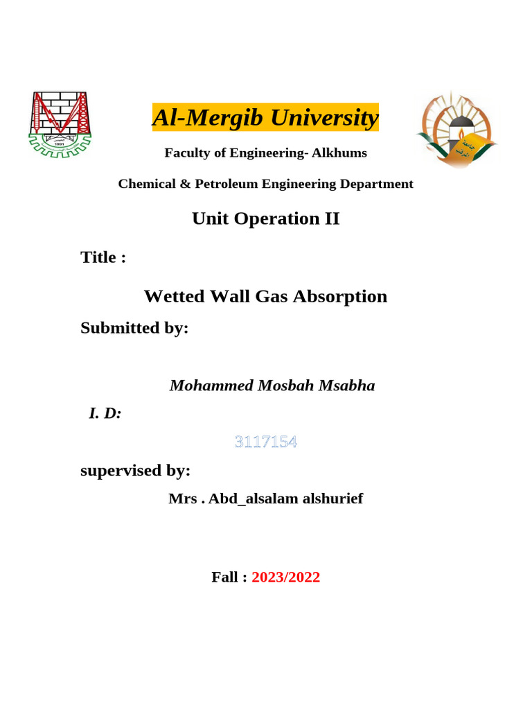 Wetted Wall Gas Absorption Process | PDF | Liquids | Gases