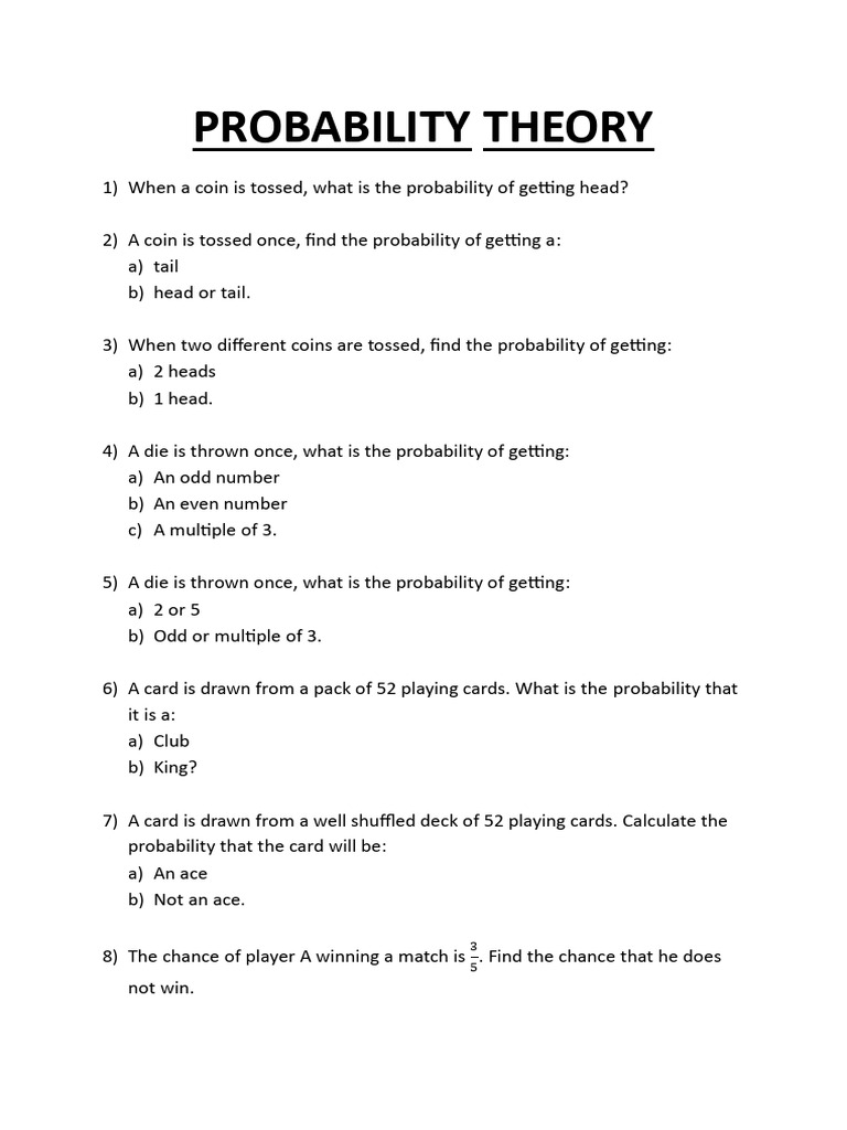 PROBABILITY THEORY | PDF | Probability | Probability Theory