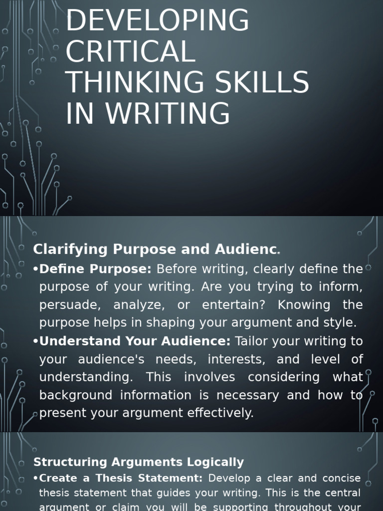 Critical Thinking Skills in Writing | PDF | Argument | Critical Thinking