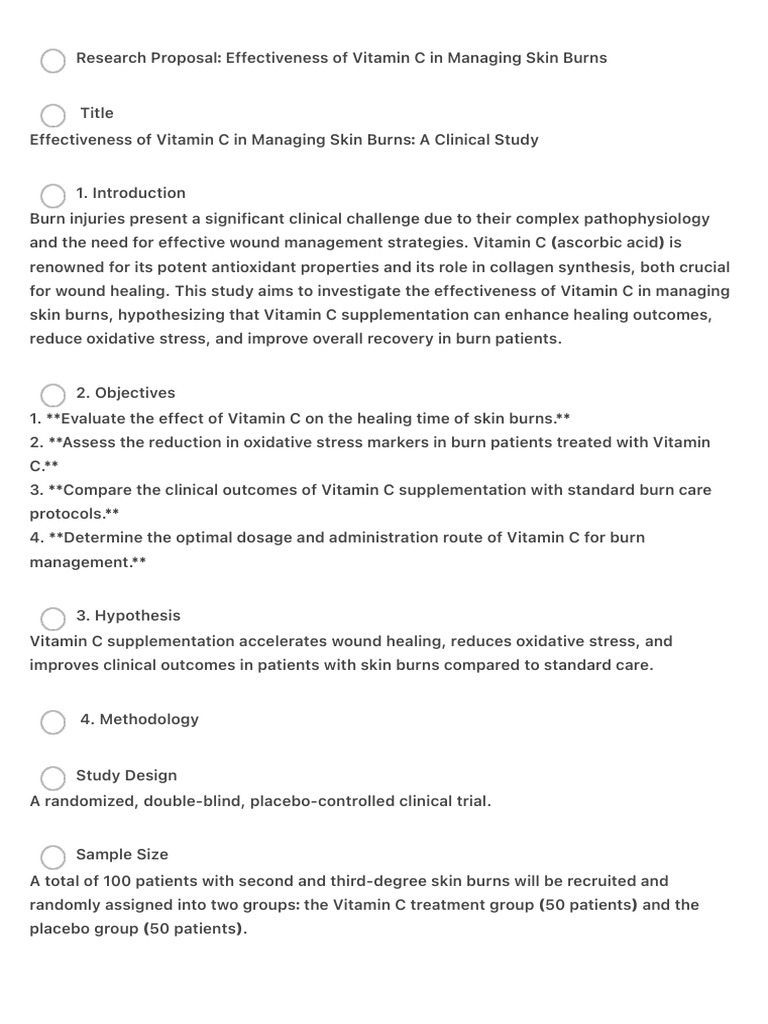 Vitamin C for Skin Burn Healing Study | PDF | Vitamin C | Clinical Trial