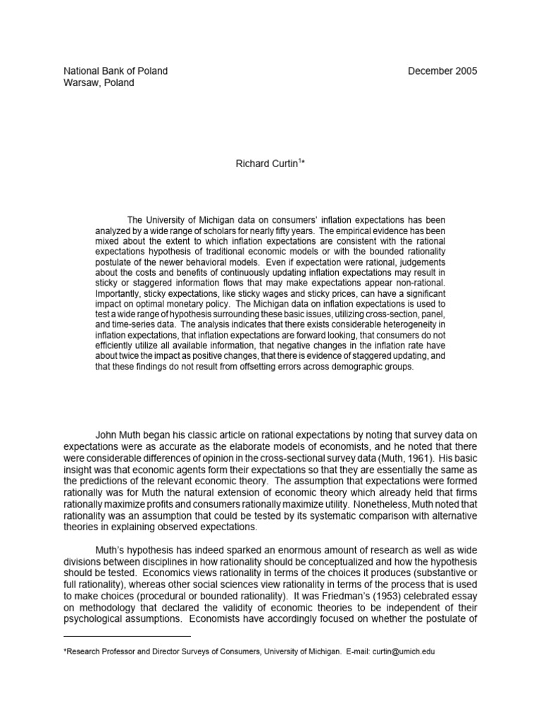 curtin | PDF | Inflation | Rational Expectations