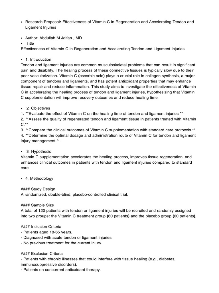 2# Research Proposal Effectiveness of Vitamin C in Regeneration and ...